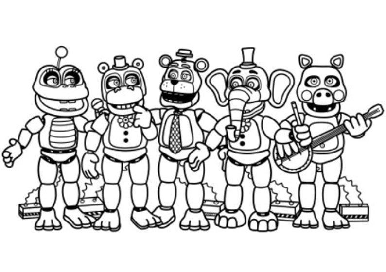 Five Nights at Freddy's Fnaf Coloring Pages 2 ZIP 4 PNG and 4 PDF A4 ...