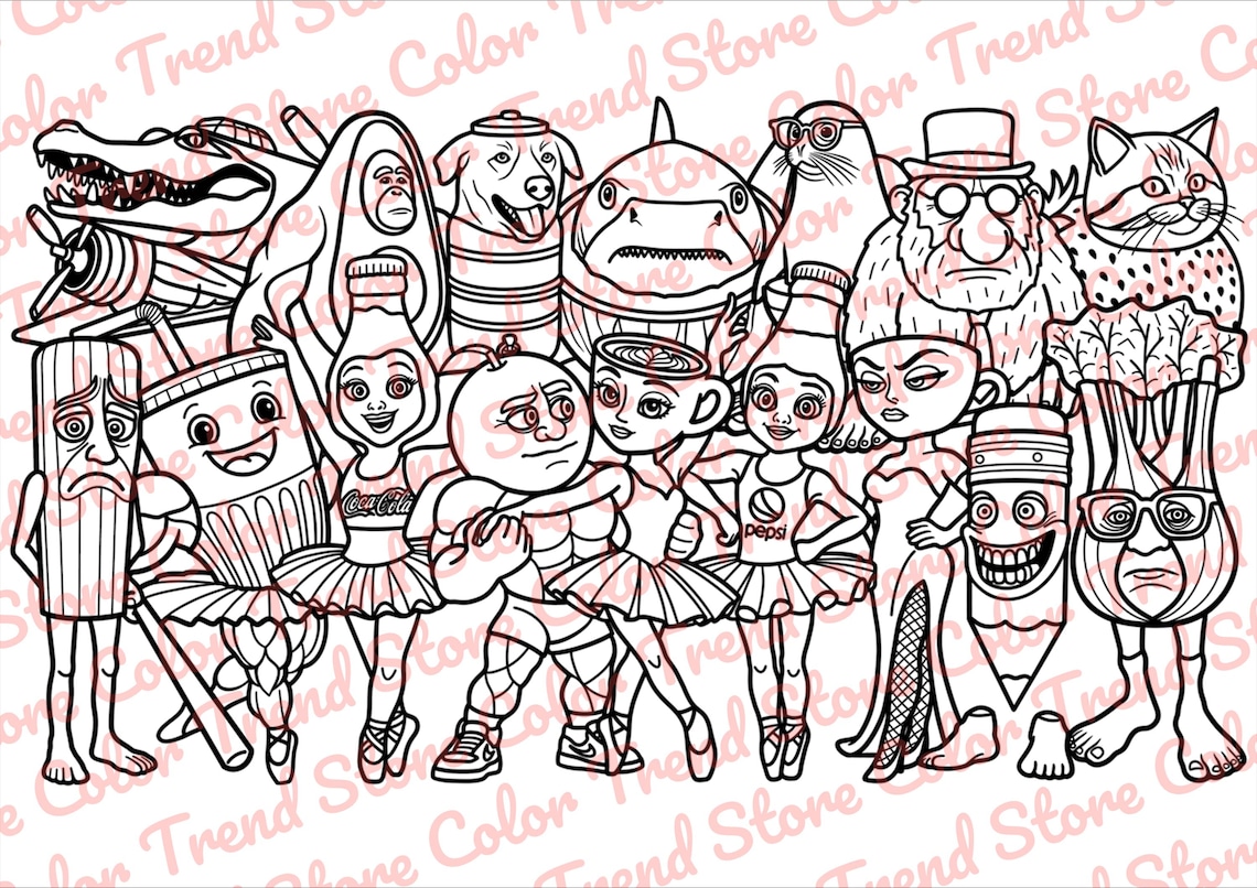 Italian Brainrot Animals Coloring Page 1 PNG and 1 PDF A4 Size ...