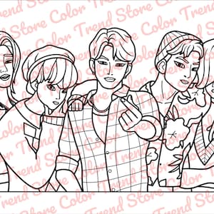 K-pop Coloring Page, 1 PNG and 1 PDF A4 Size, Printable / Digital ...