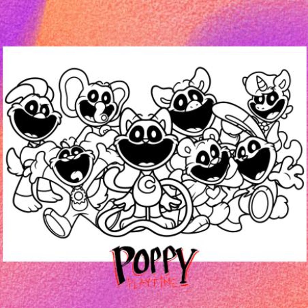 Smiling Critters Coloring Page 1 PNG and 1 PDF A4 Size. the Background ...