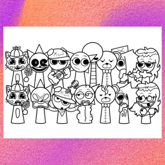 New Sprunki Retake Phase 1 Vs 2 Coloring Page 1 PNG and 1 PDF A4 Size ...