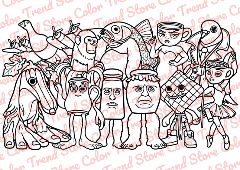 Brainrot Animals Coloring Page 1 PNG and 1 PDF A4 Size / Digital ...