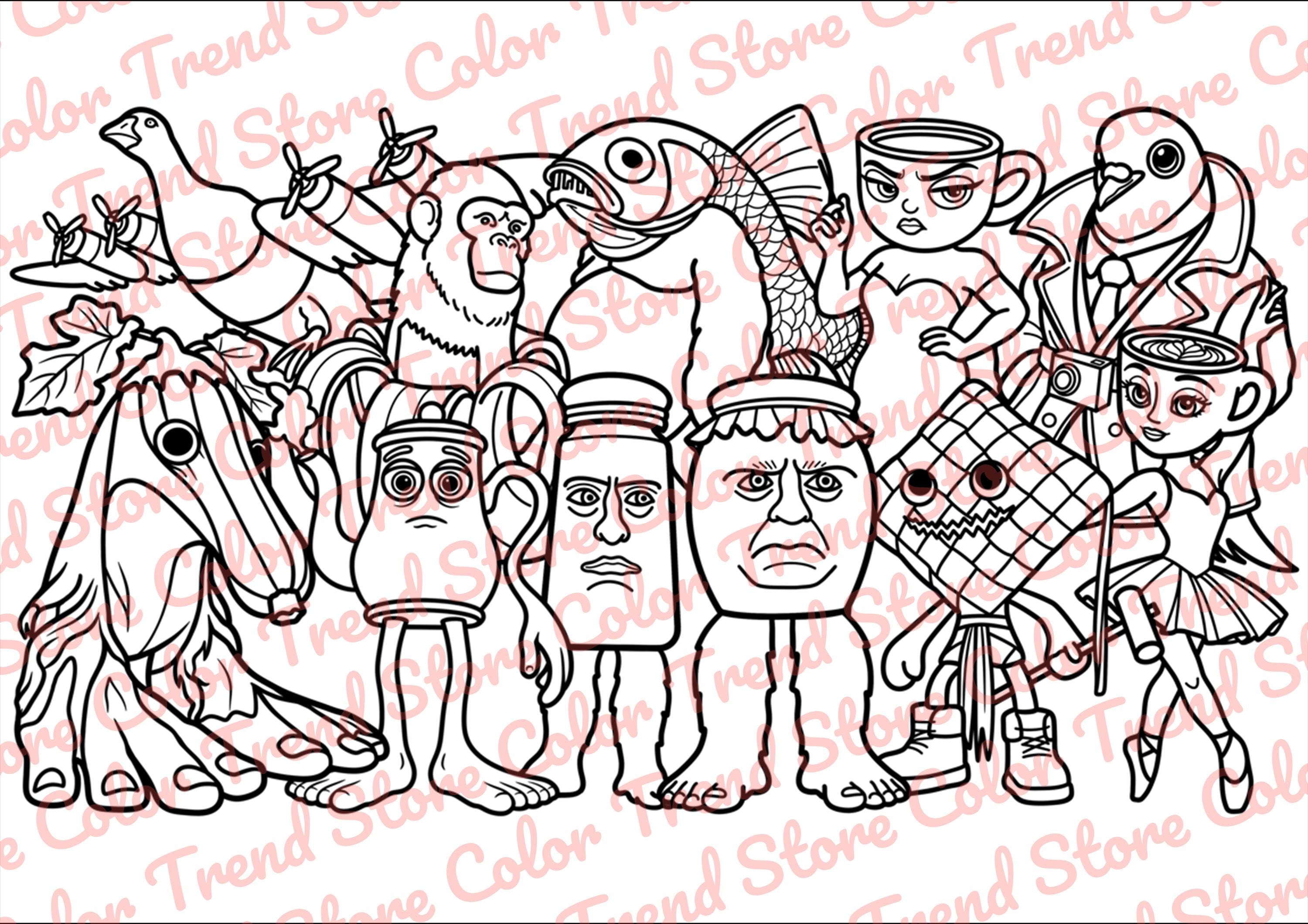 Página para colorir Brainrot Animals 1 PNG e 1 PDF tamanho A4 ...