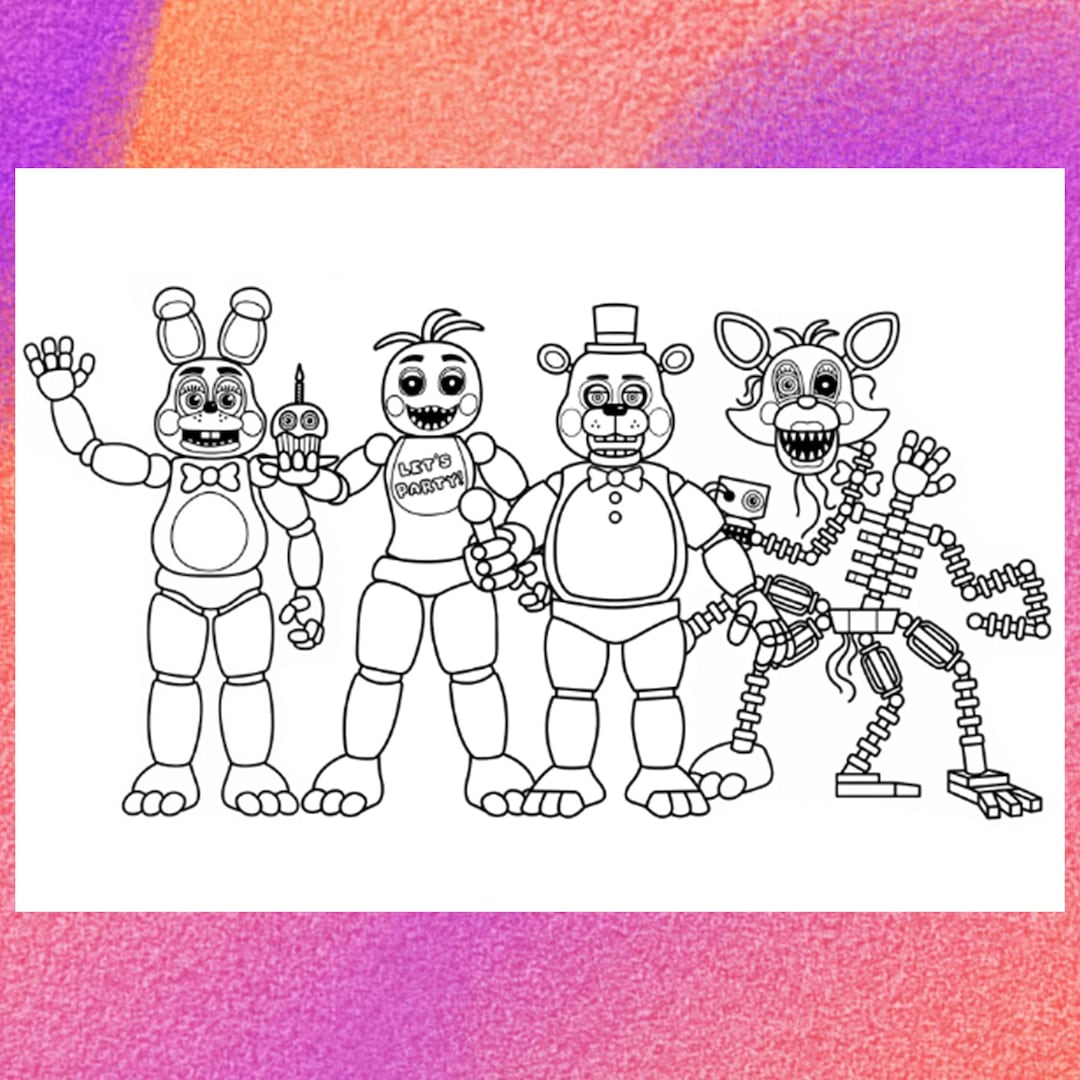 Five Nights Coloring Page 1 PNG and 1 PDF A4 Size / Digital Download - Etsy