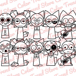 Sprunki Pyramixed Phase 1 Vs Phase 2 Coloring Page 1 PNG and 1 PDF A4 ...