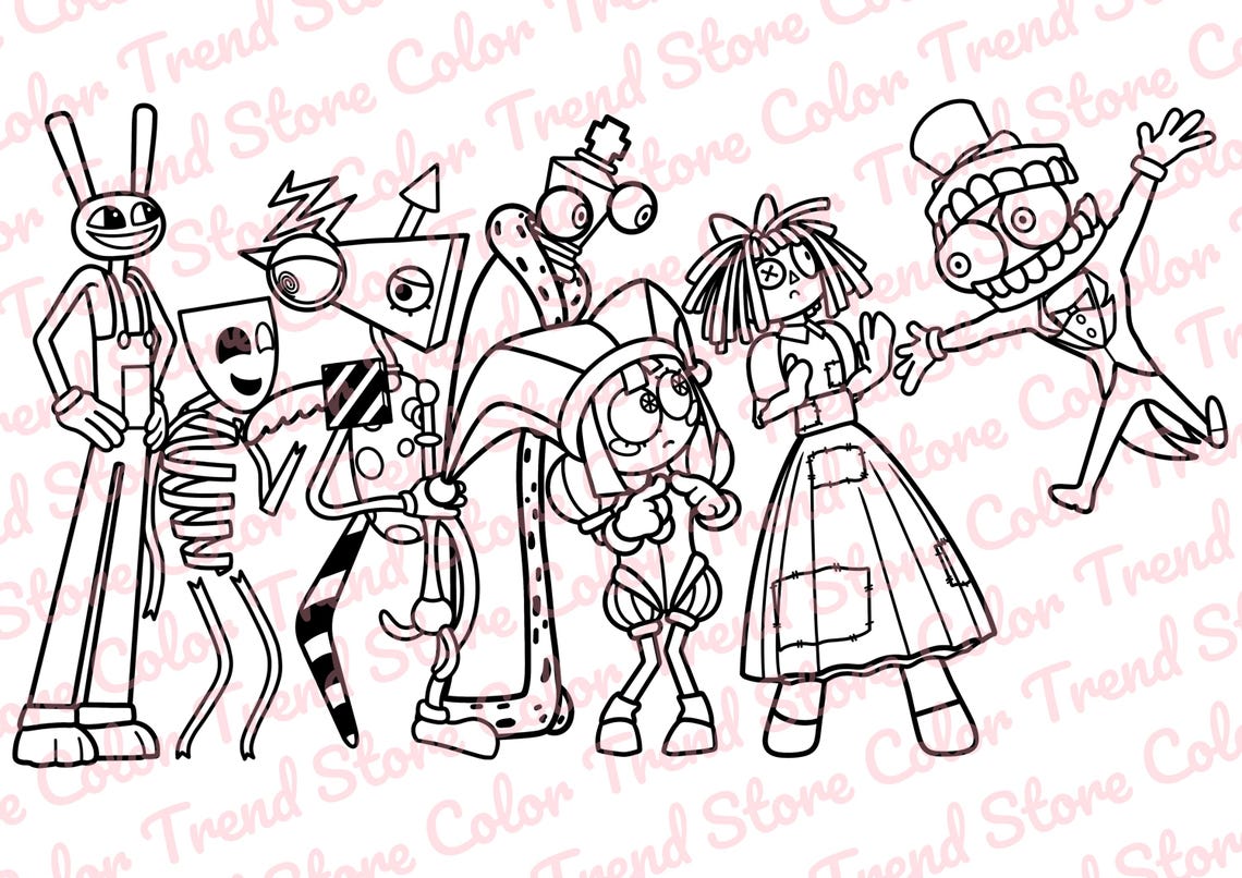 The Amazing Digital Circus Coloring Page 1 PNG and 1 PDF A4 Size for ...