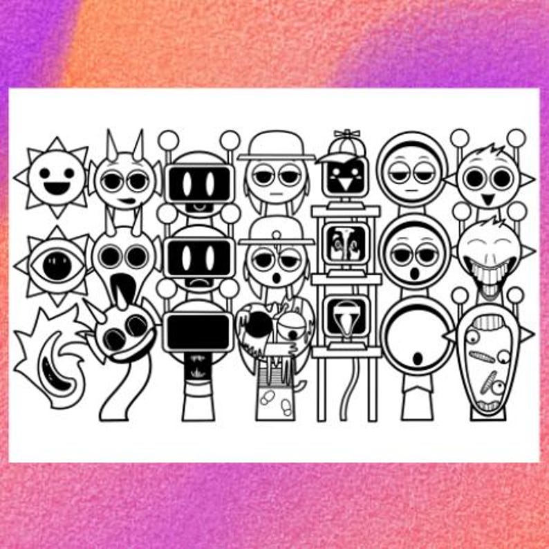 Sprunki Coloring Page 1 PNG and 1 PDF A4 Size for Personal use only ...