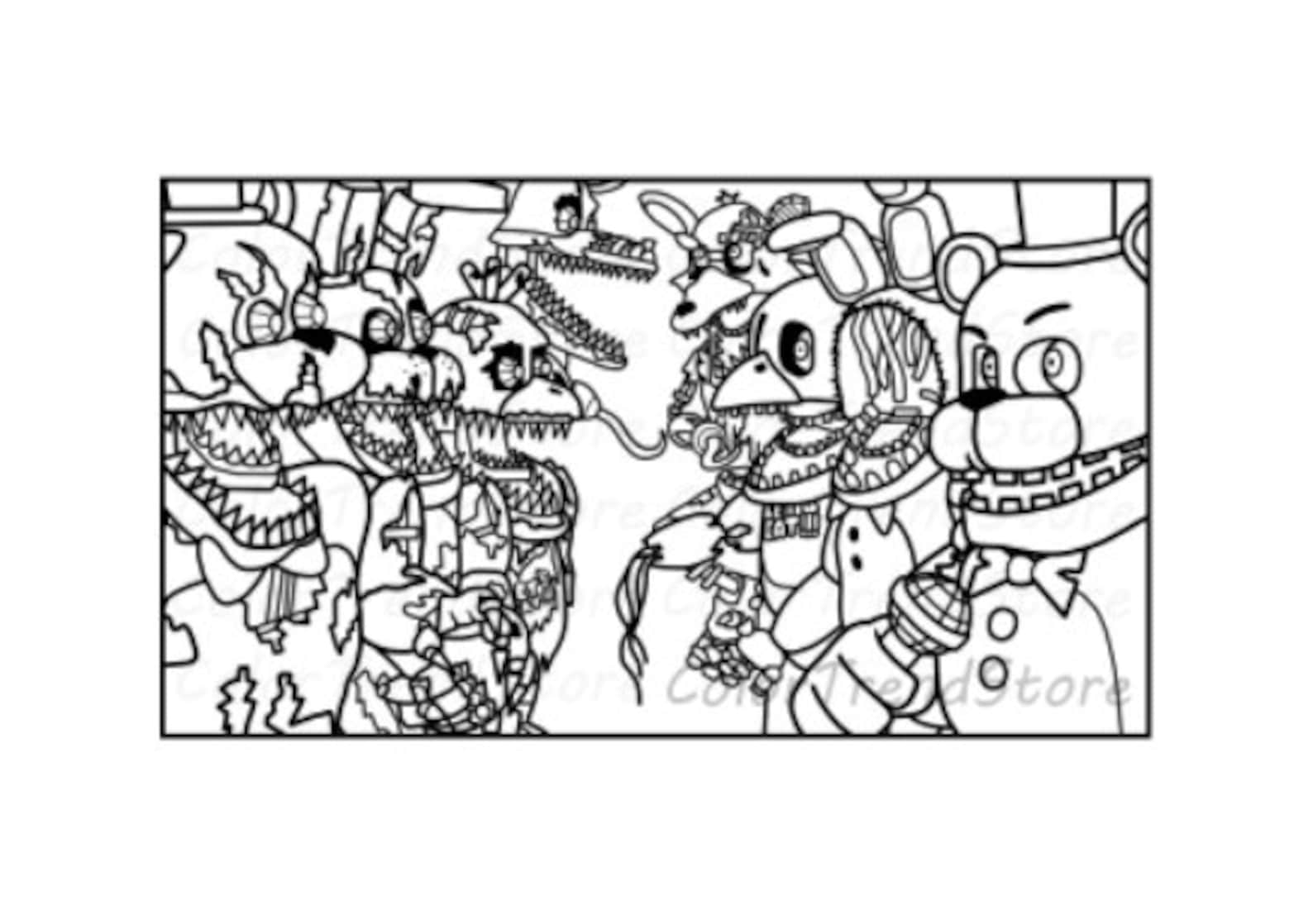Five Nights at Freddy's Coloring Page FNAF Nightmare Vs Withered 1 PNG ...