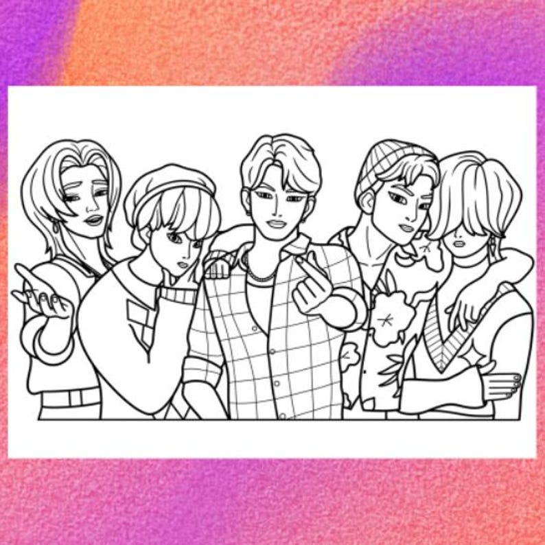 K-pop Coloring Page, 1 PNG and 1 PDF A4 Size, Printable / Digital ...
