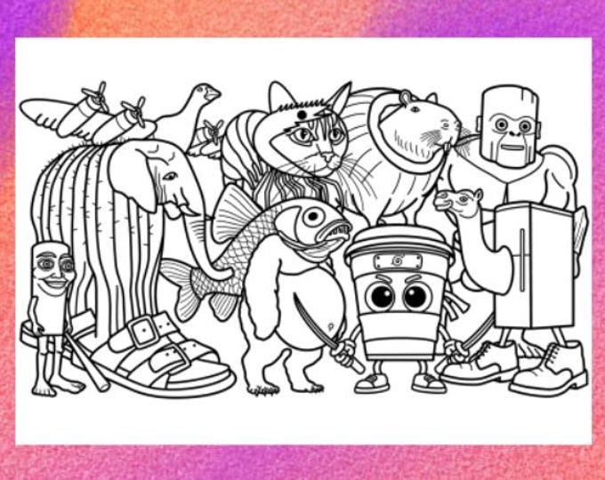 Página para colorear de 15 animales de Brainrot italianos, hojas para ...