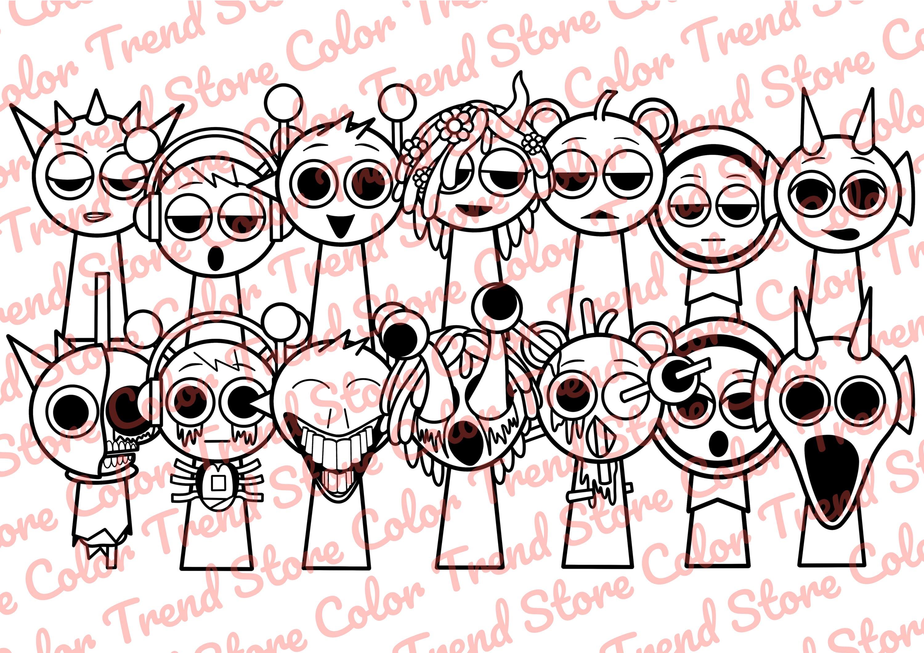 Página para colorear de Sprunky 1 PNG y 1 PDF Tamaño A4 Solo para uso ...