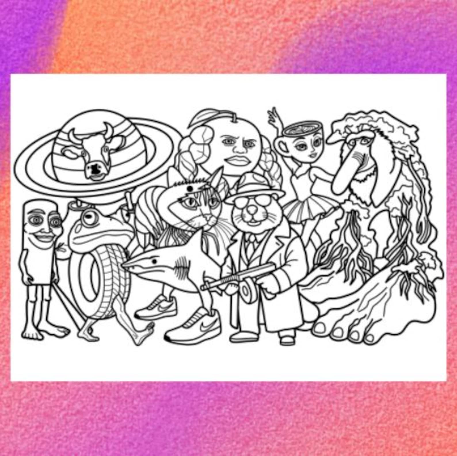 Italian Brainrot Animals Coloring Page: 1 PNG & 1 PDF A4 Size (digital ...