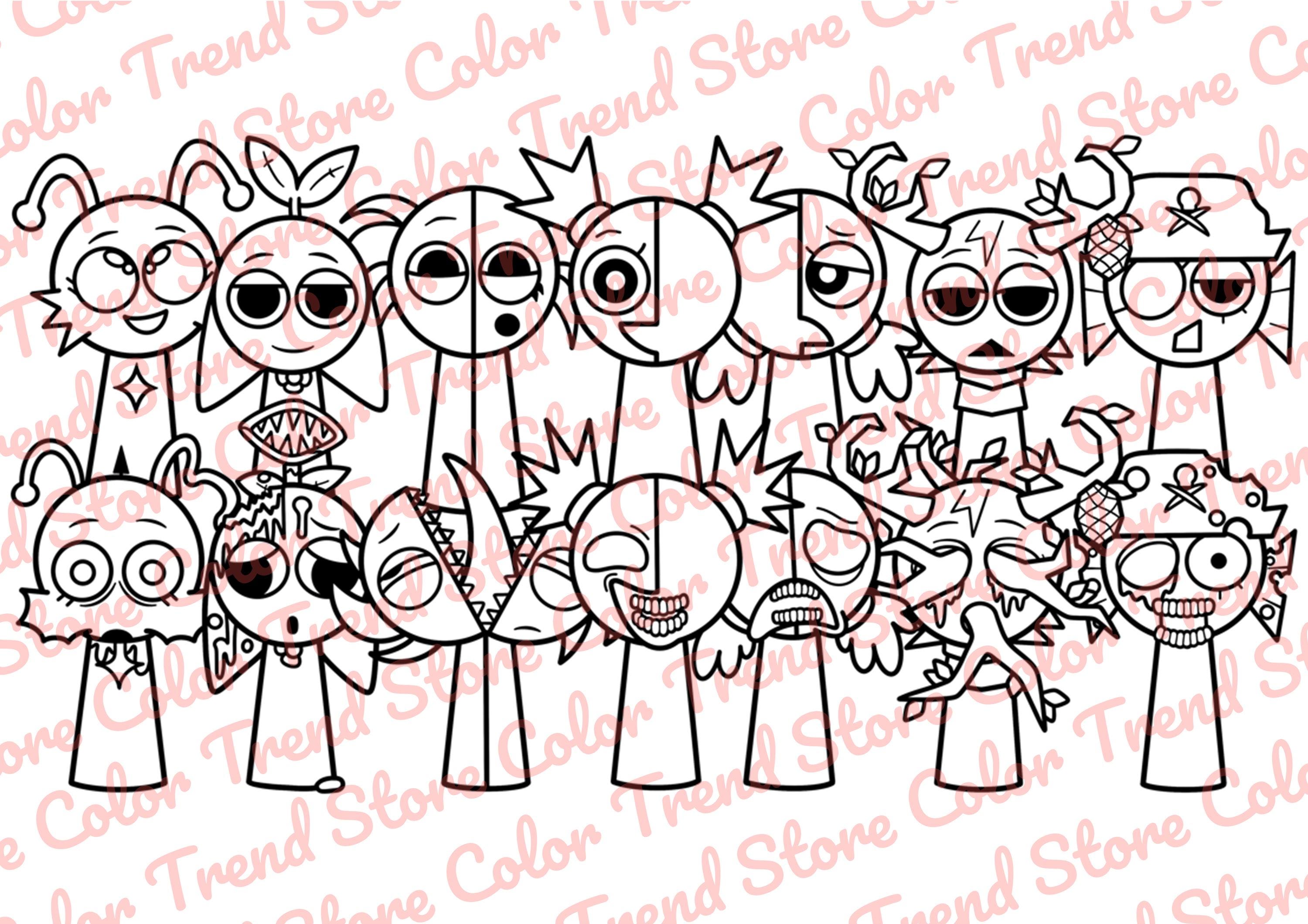 New Sprunki OC Phase 1 Vs 2 Coloring Page 1 PNG and 1 PDF A4 Size for ...