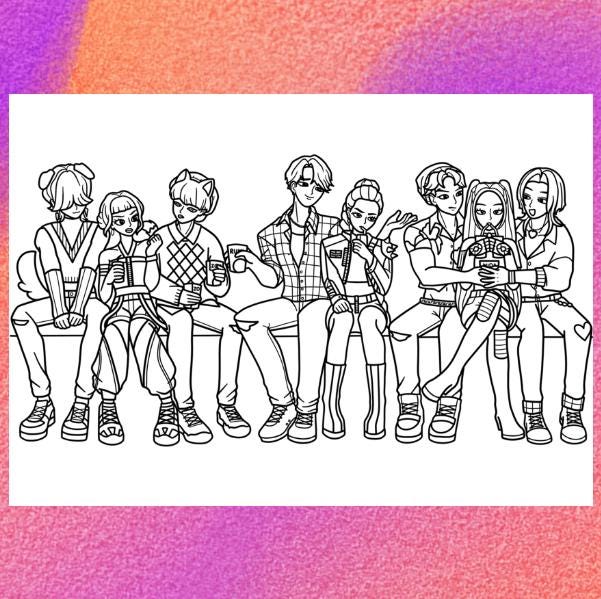 K-pop Coloring Page 1 PNG and 1 PDF A4 Size / Digital Download - Etsy