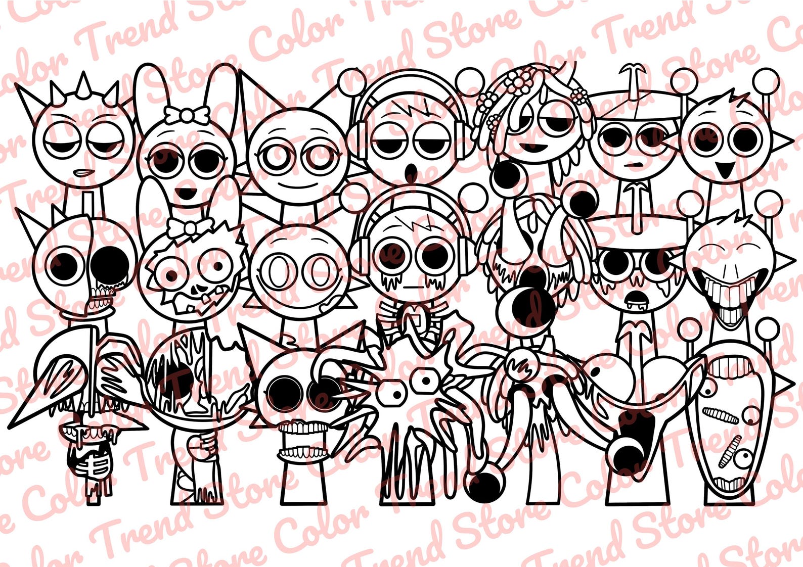 Sprunky Coloring Page 1 PNG and 1 PDF A4 Size / Digital Download - Etsy