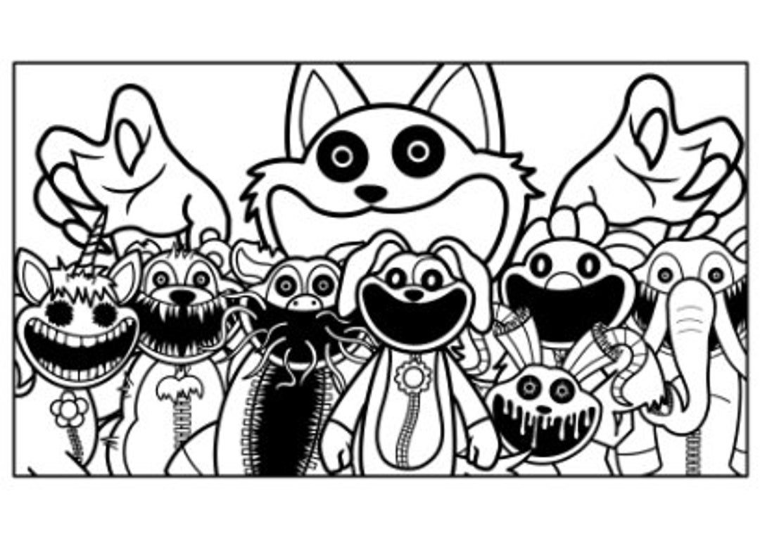 Smiling Critters Coloring Page PNG and PDF A4 Size for Personal Use ...