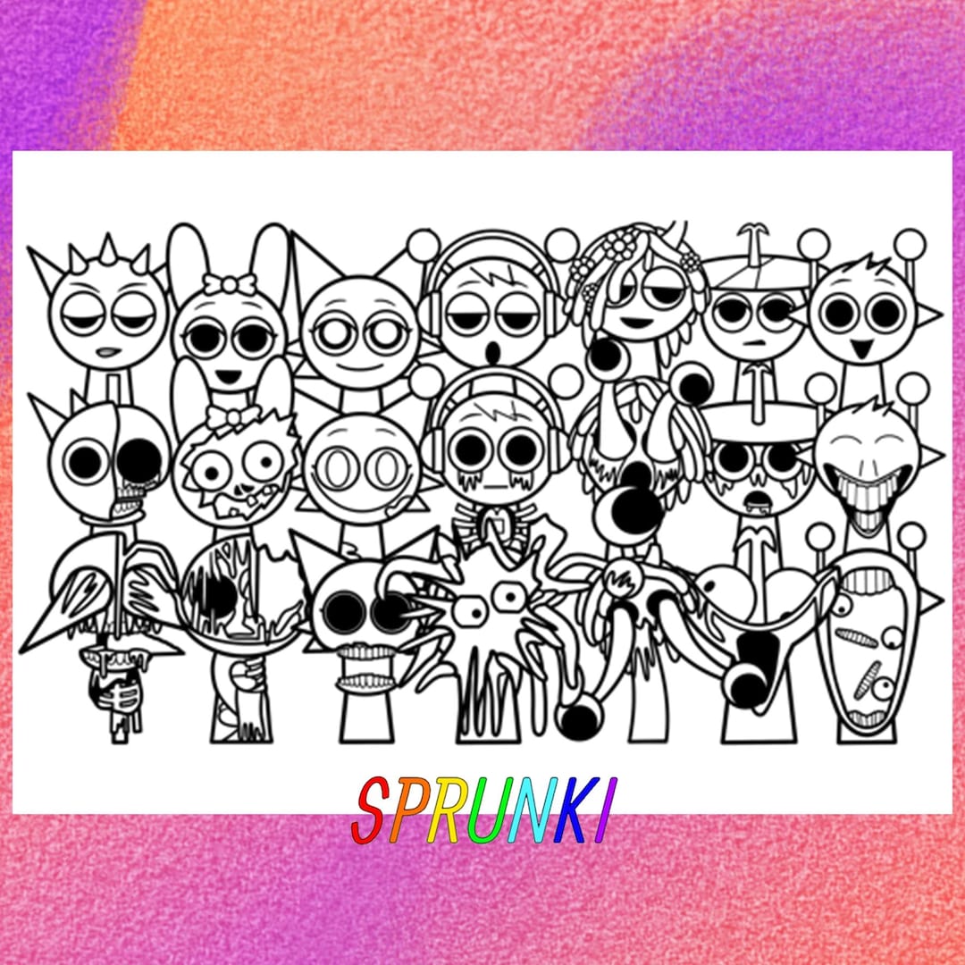 Incredibox Sprunki Coloring Page 1 PNG and 1 PDF A4 Size for Personal ...