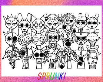 Página para colorear de Sprunki de Incredibox, 1 PNG y 1 PDF, tamaño A4 ...