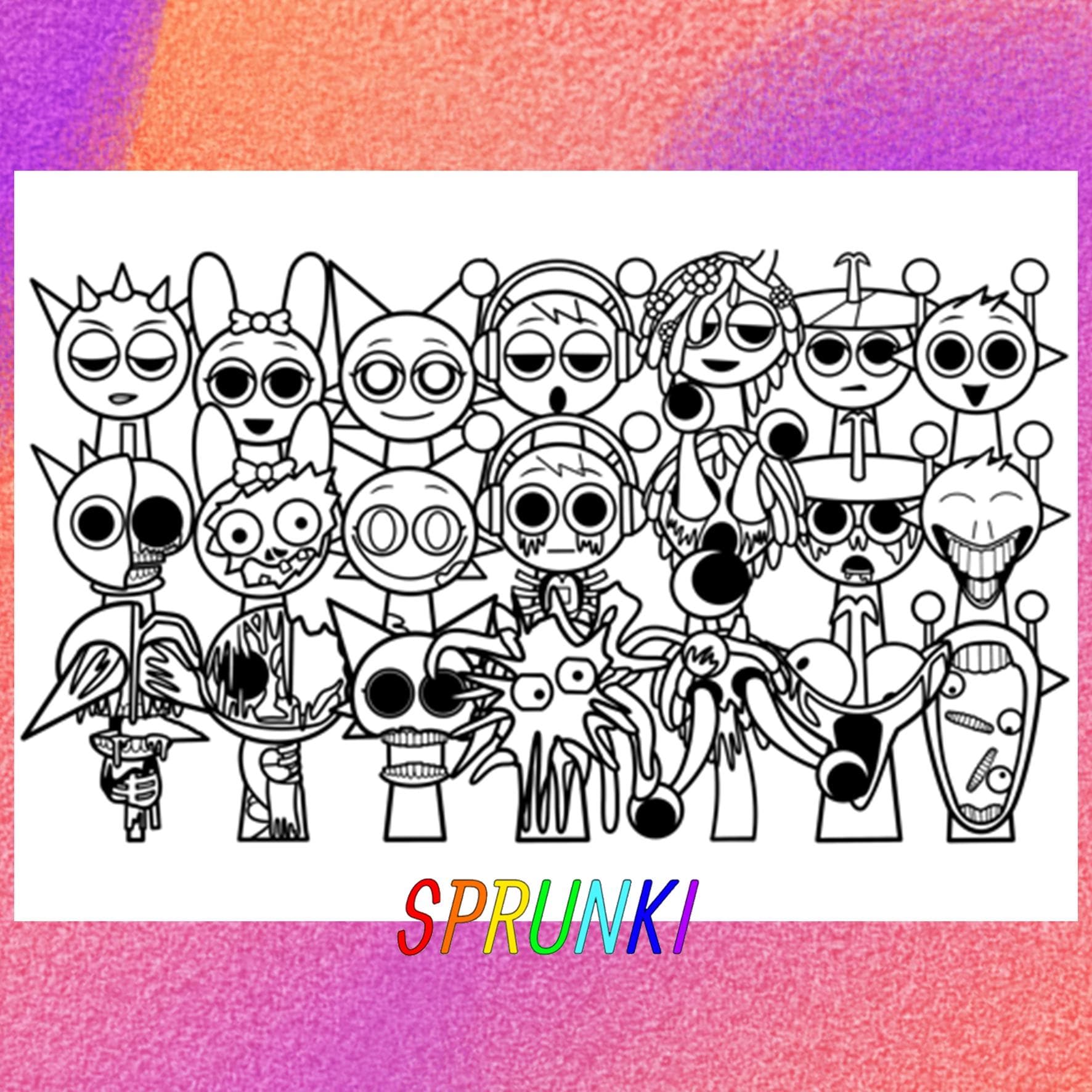Buy Incredibox Sprunki Coloring Page 1 PNG and 1 PDF A4 Size for ...