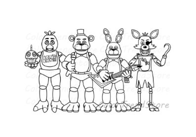 Five Nights at Freddy's FNAF Coloring Page PNG and PDF A4 Size for ...