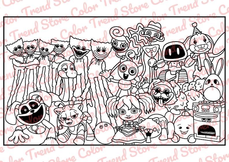 Poppy Playtime 3 Coloring Pages 2 ZIP 4 PNG and 4 PDF A4 Size. for ...