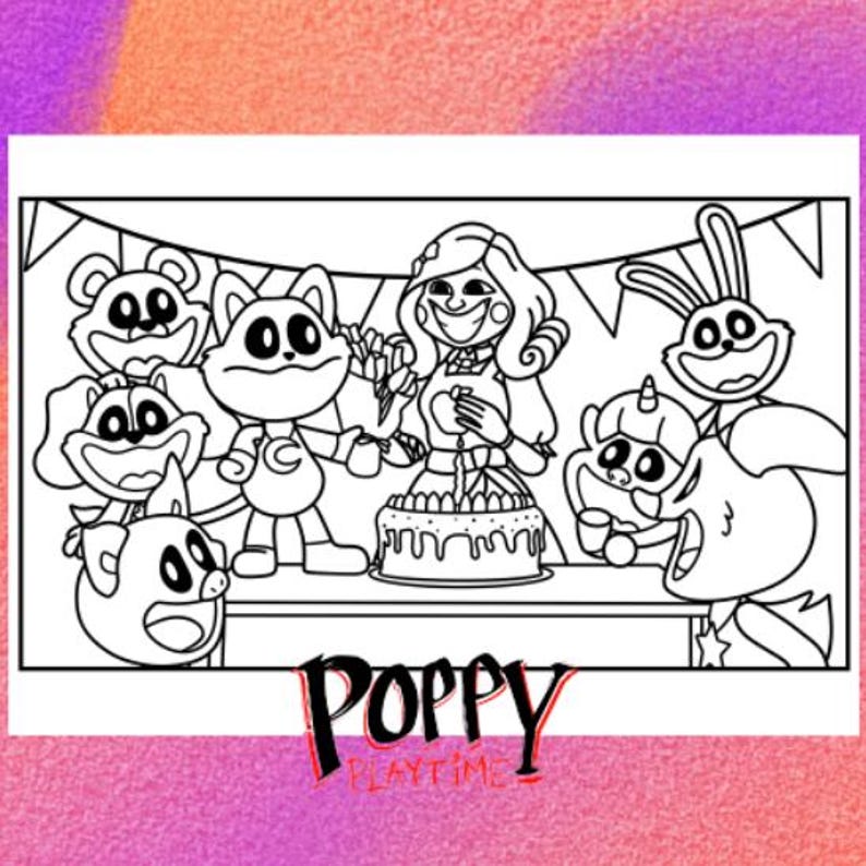 Poppy Playtime 3 Coloring Page 1 PNG and 1 PDF A4 Size for Personal Use ...