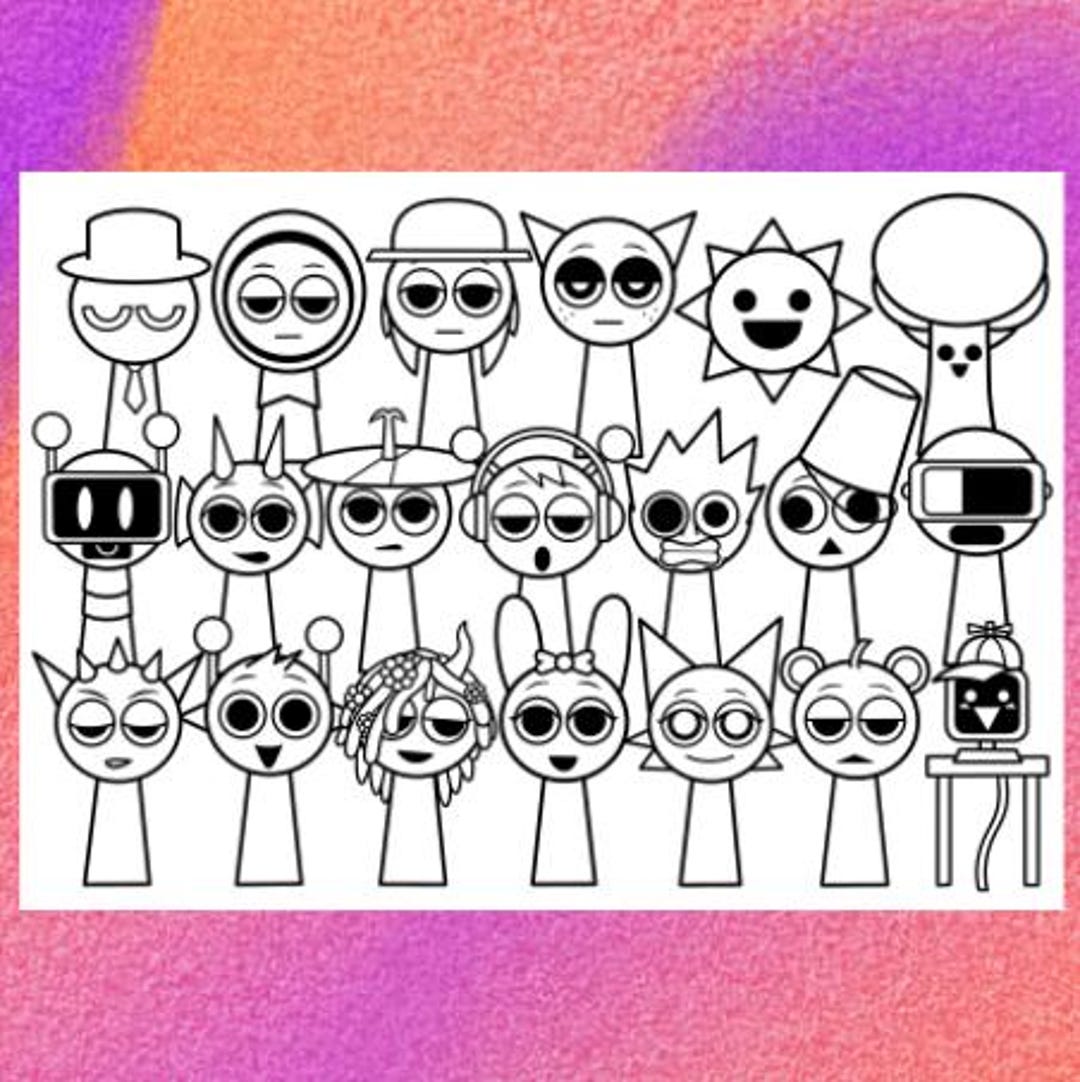 Sprunki Coloring Page 1 PNG and 1 PDF A4 Size / Digital Download - Etsy Norway