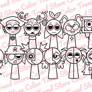 Sprunki OC Coloring Page 1 PNG and 1 PDF A4 Size / Digital Download - Etsy