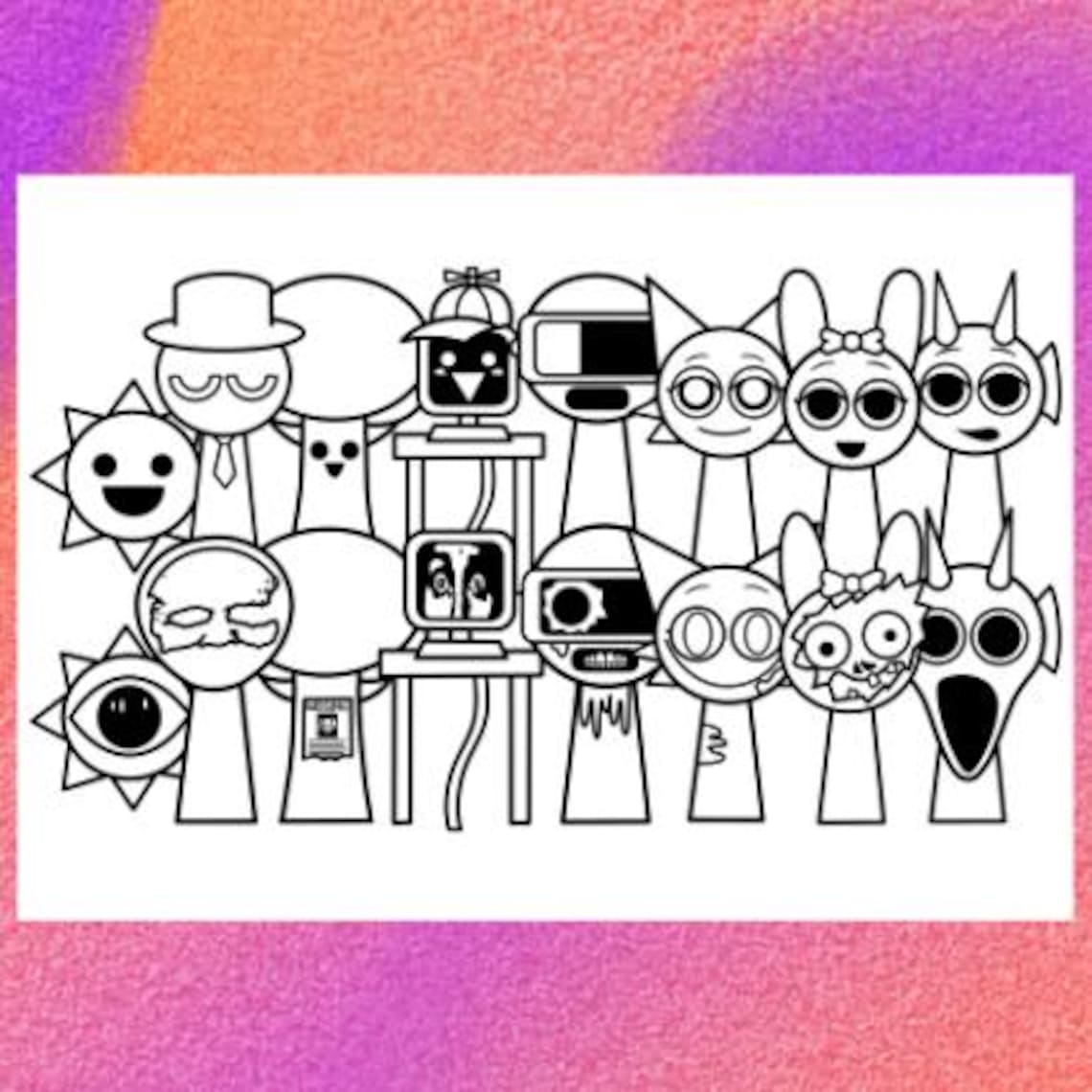 Sprunky Coloring Page 1 PNG and 1 PDF A4 Size for Personal Use Only - Etsy