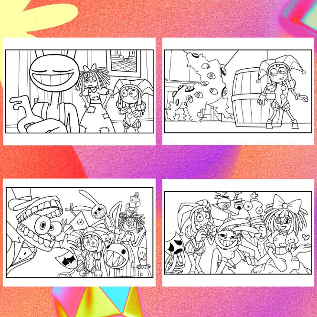 The Amazing Digital Circus Coloring Page 2 ZIP 4 PNG and 4 PDF A4 Size ...