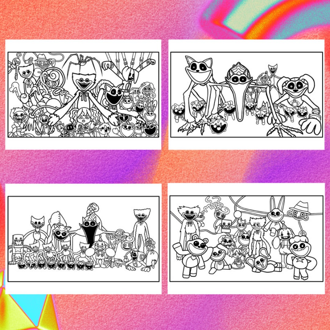 Poppy Playtime 3 Coloring Pages 2 ZIP 4 PNG and 4 PDF A4 Size. the ...