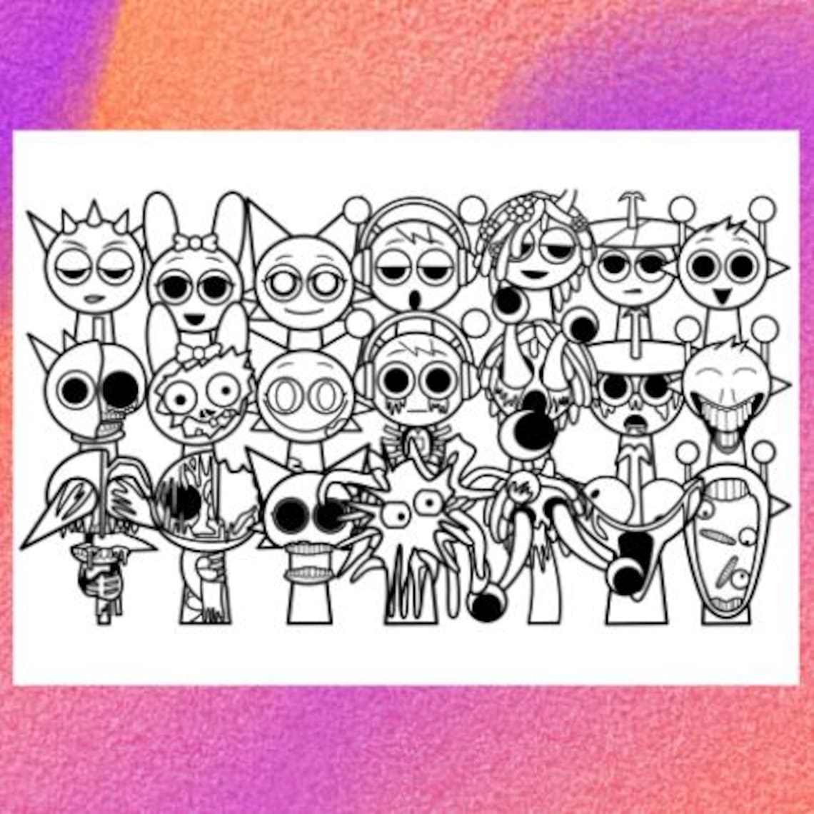 Sprunky Coloring Page 1 PNG and 1 PDF A4 Size / Digital Download - Etsy