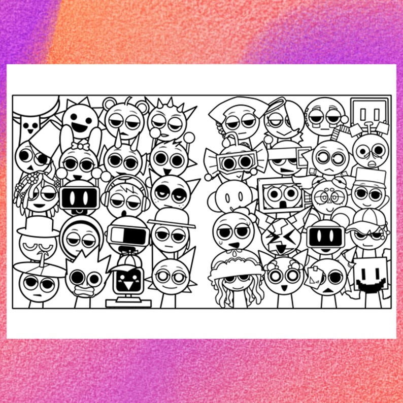 Sprunki Coloring Page 1 PNG and 1 PDF A4 Size / Digital Download - Etsy