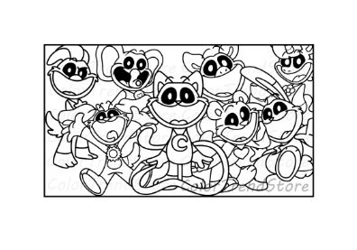 Smiling Critters Coloring Page PNG and PDF A4 Size. the Background is ...