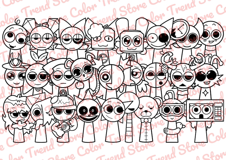 New Sprunki OC Retake Pyramixed Coloring Page 1 PNG and 1 PDF A4 Size ...