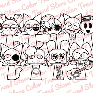 Sprunki Pyramixed Coloring Page 1 PNG and 1 PDF A4 Size for Personal ...