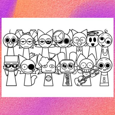 Sprunki Pyramixed Coloring Page 1 PNG and 1 PDF A4 Size / Digital ...