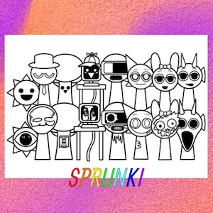 Incredibox Sprunki Coloring Page 1 PNG and 1 PDF A4 Size for Personal ...