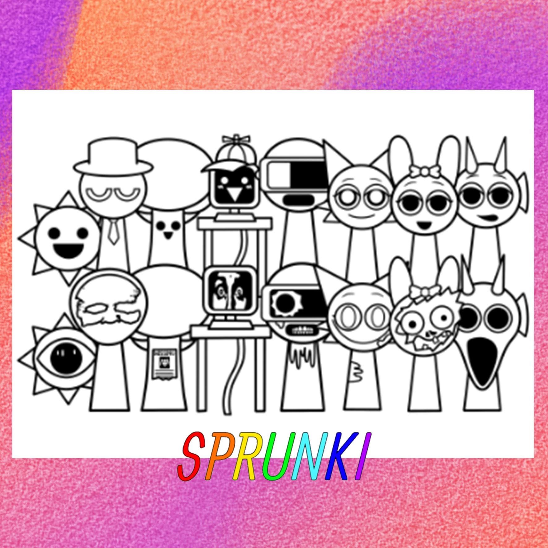 Página para colorear de Sprunki de Incredibox, 1 PNG y 1 PDF, tamaño A4 ...