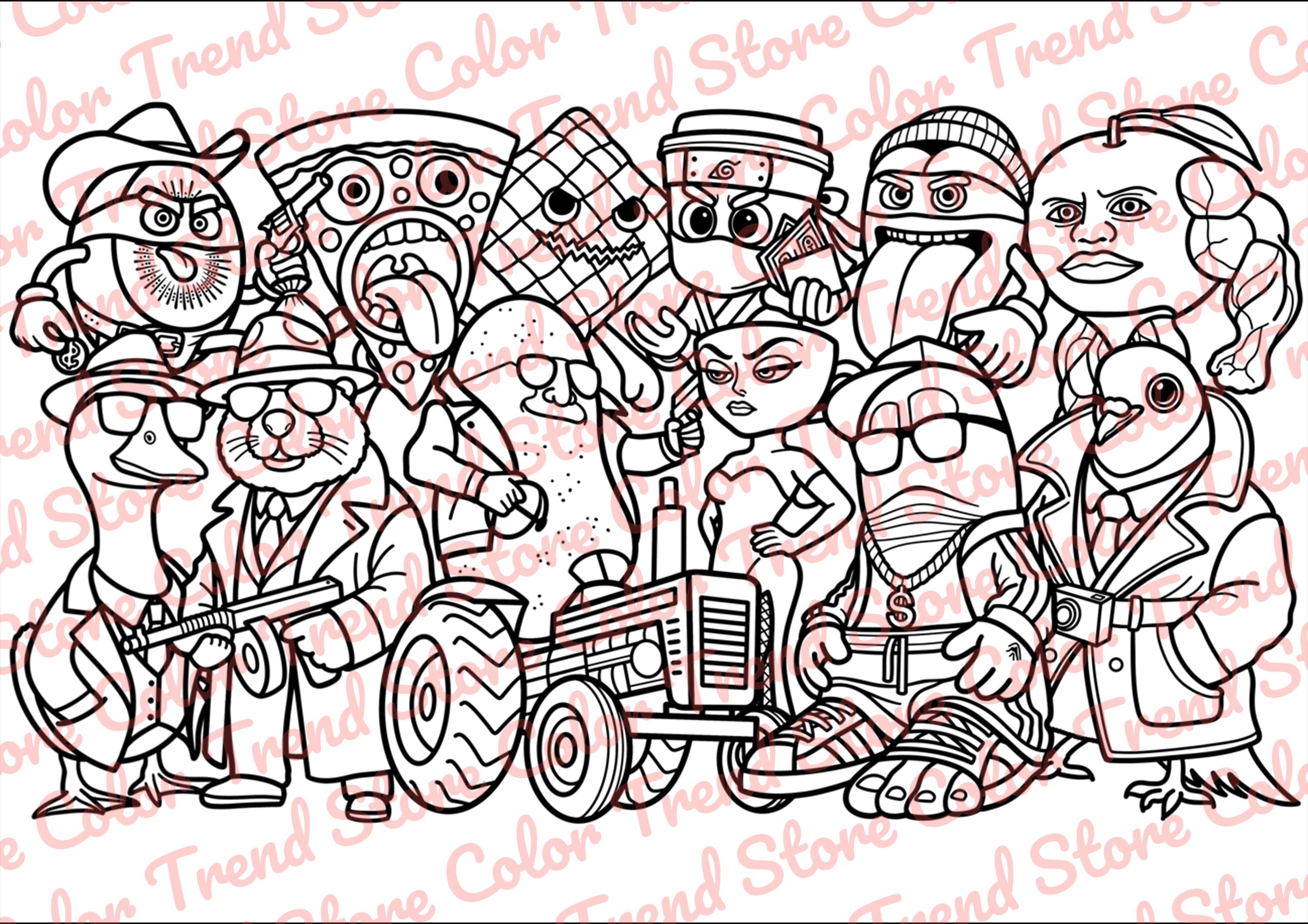 Brainrot Animals Coloring Page 1 PNG and 1 PDF A4 Size / Digital ...