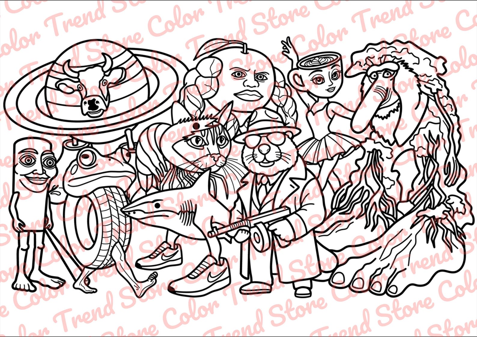 Italian Brainrot Animals Coloring Page: 1 PNG & 1 PDF A4 Size (digital ...