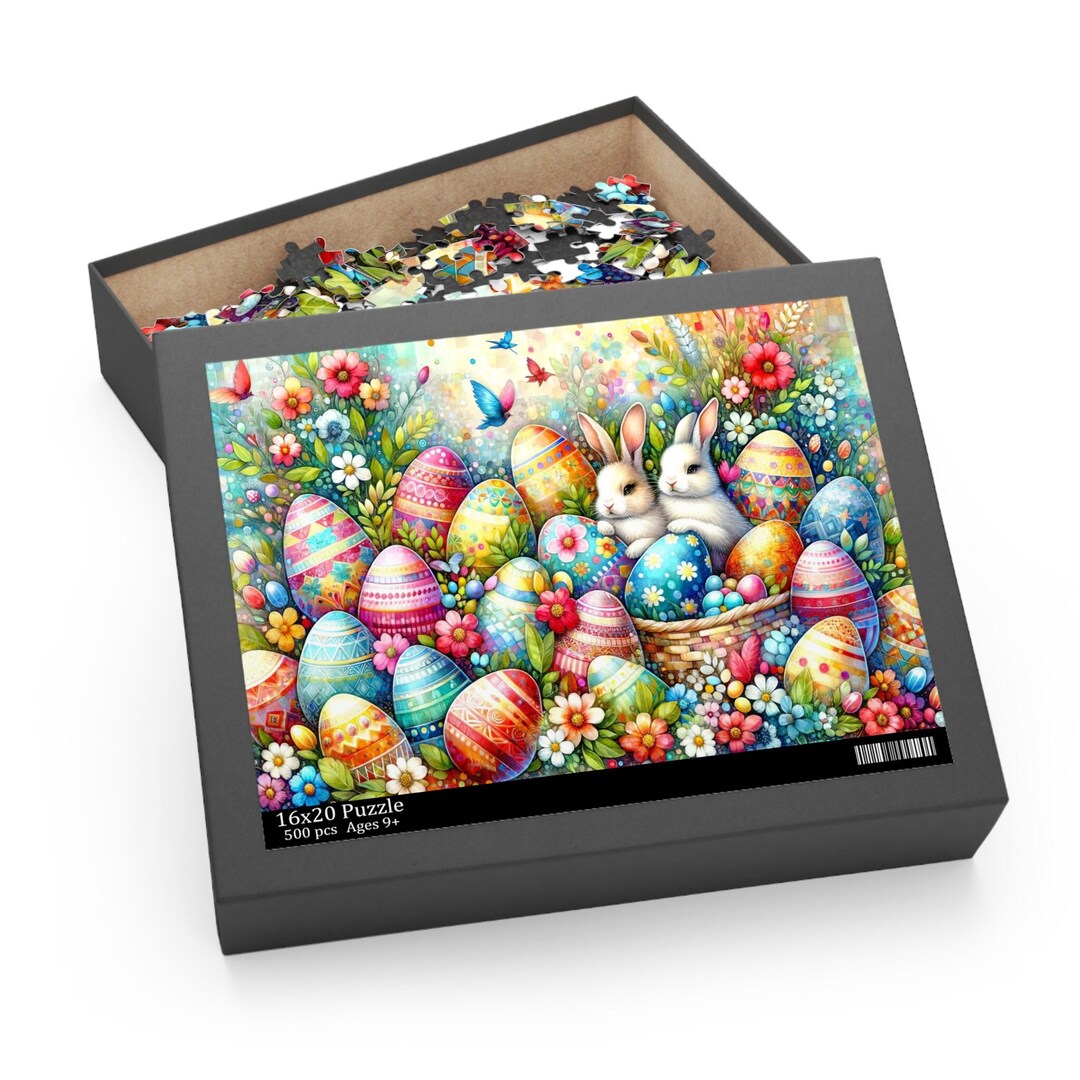 Easter Jigsaw Puzzle, Bunny Spring Wall Art, Wildlife Flower Garden ...