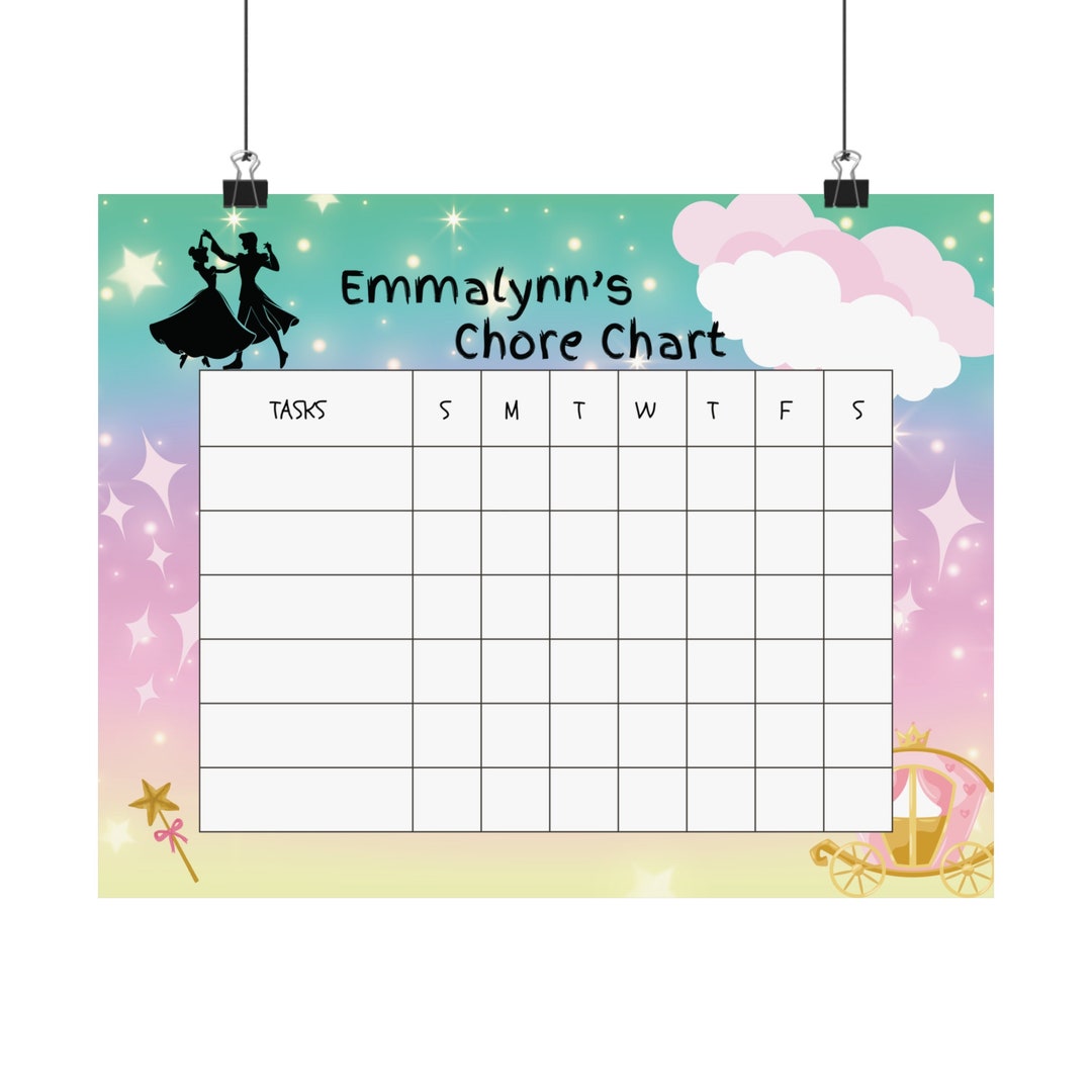 Personalized Princess Chore Chart for Kids, Custom Acrylic Dry Erase ...