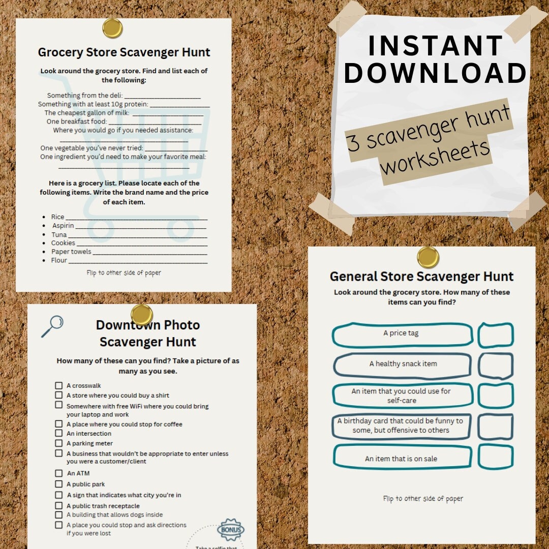 Printable Independent Living Scavenger Hunt Activity Pack - Therapy ...