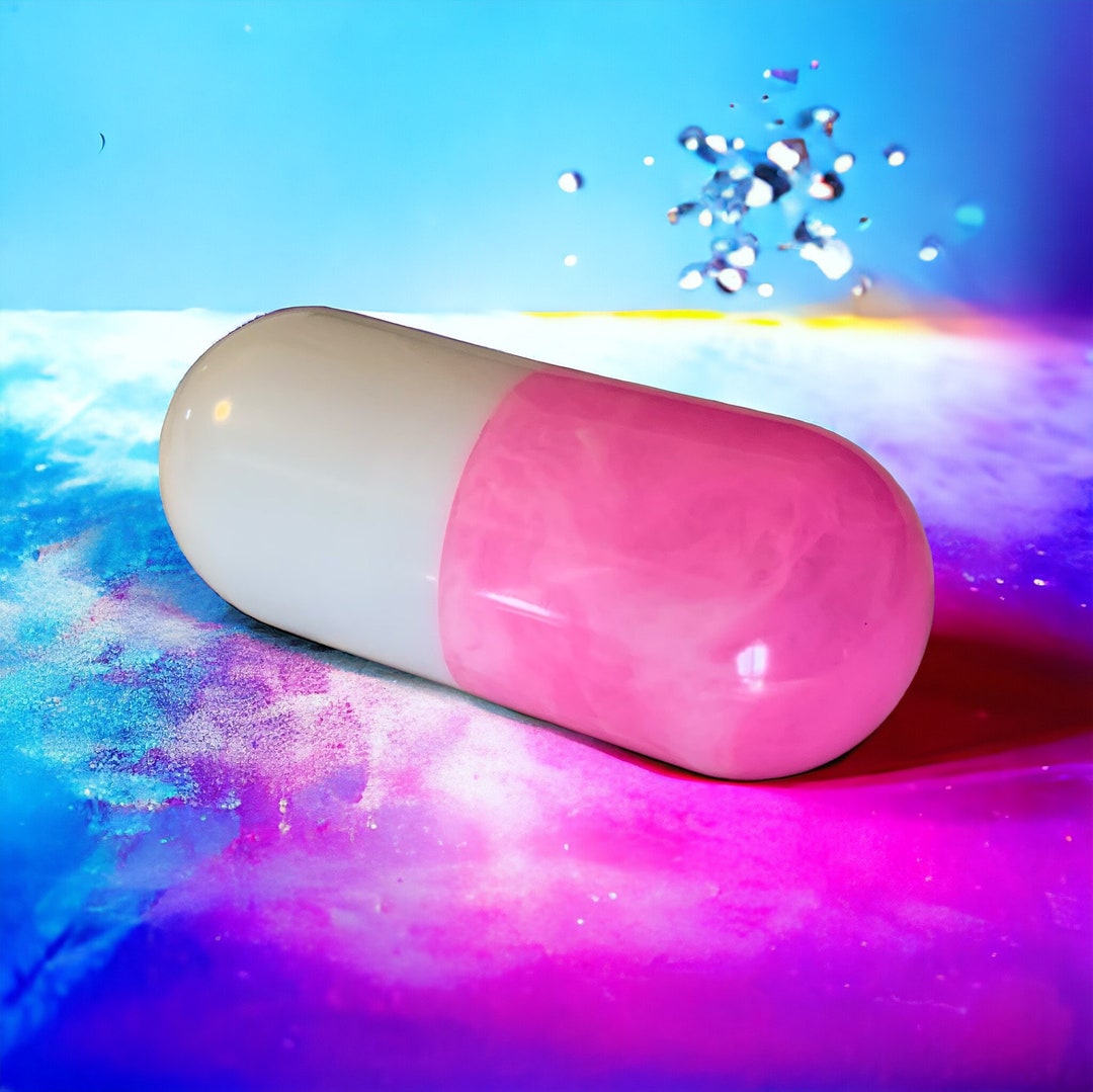Giant Faux Pill Capsule Marbled Pink Hollow Resin Art Sculpture - Etsy