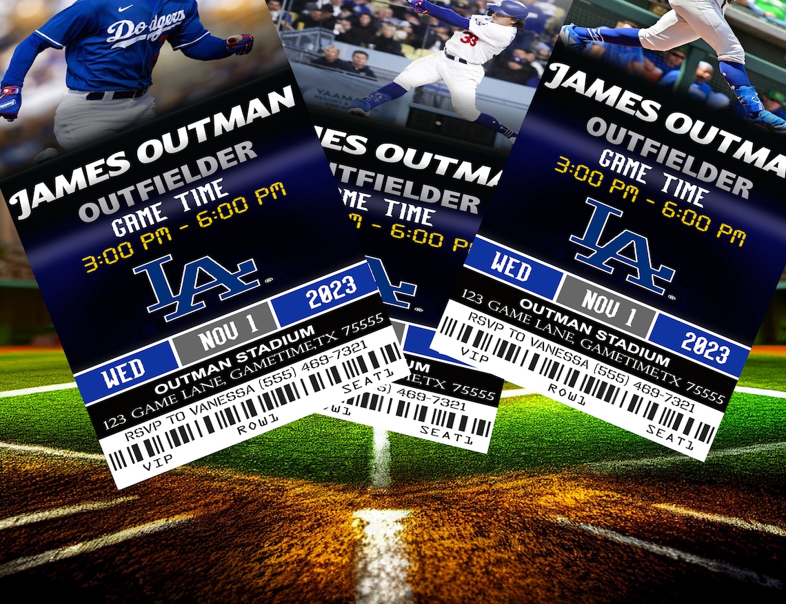 Los Angeles Dodgers Themed Ticket Invitation, Dodgers Ticket Invite, LA ...