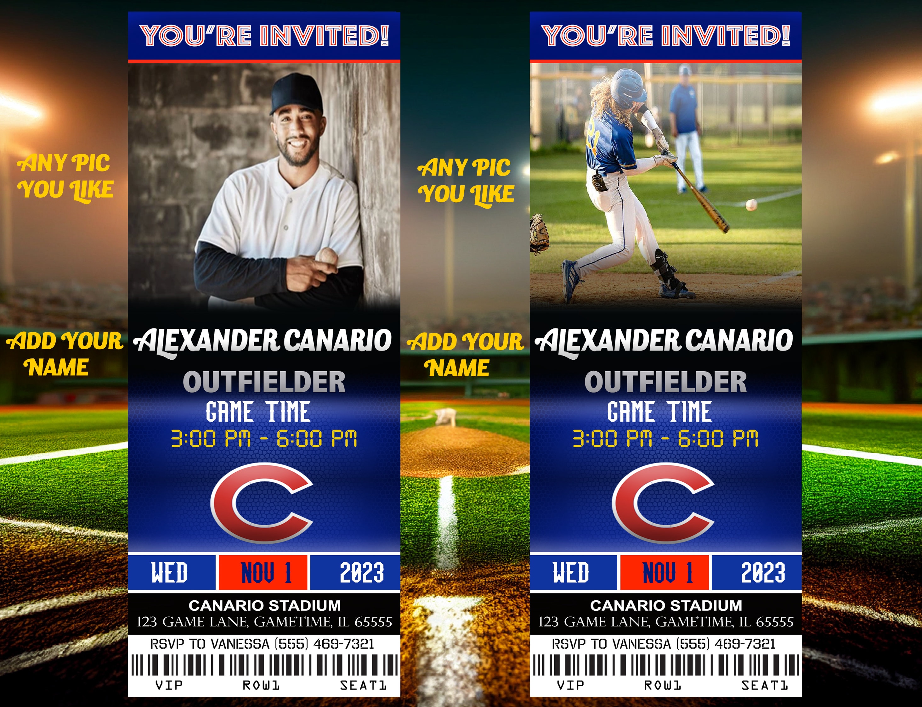 Chicago Cubs Themed Ticket Invitation, Cubs Ticket Invite, Chi Cubs ...