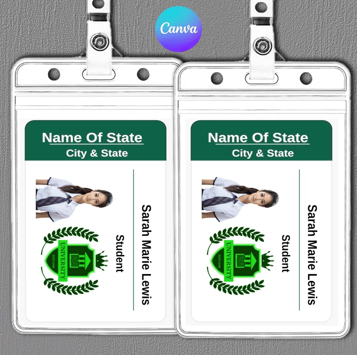 Customizable ID Badge Template, Canva Editable Badge, Printable College ...