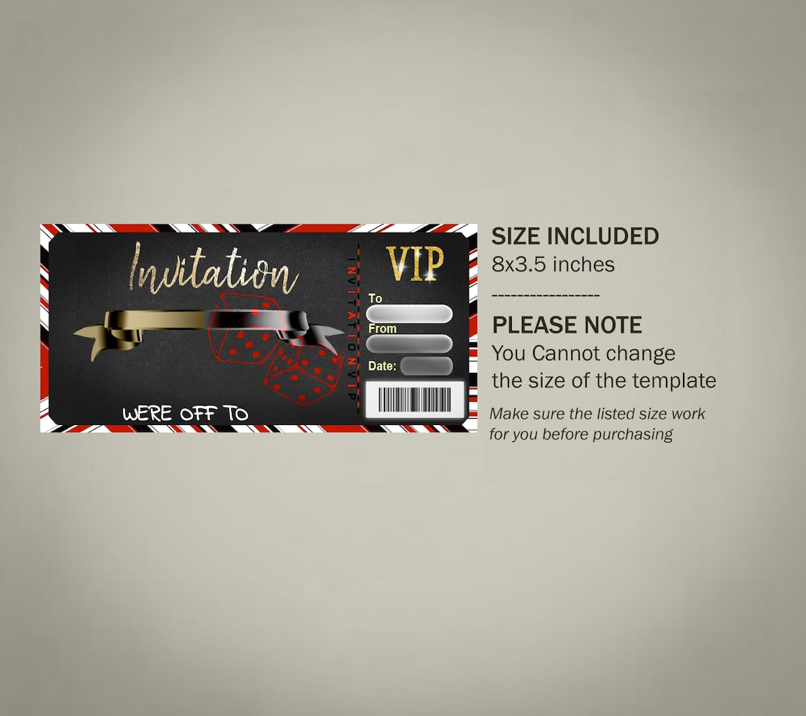 VIP Ticket Editable Template, Invitation Ticket Gift Gambling ...