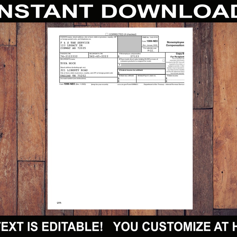 1099 Nec Template - Etsy